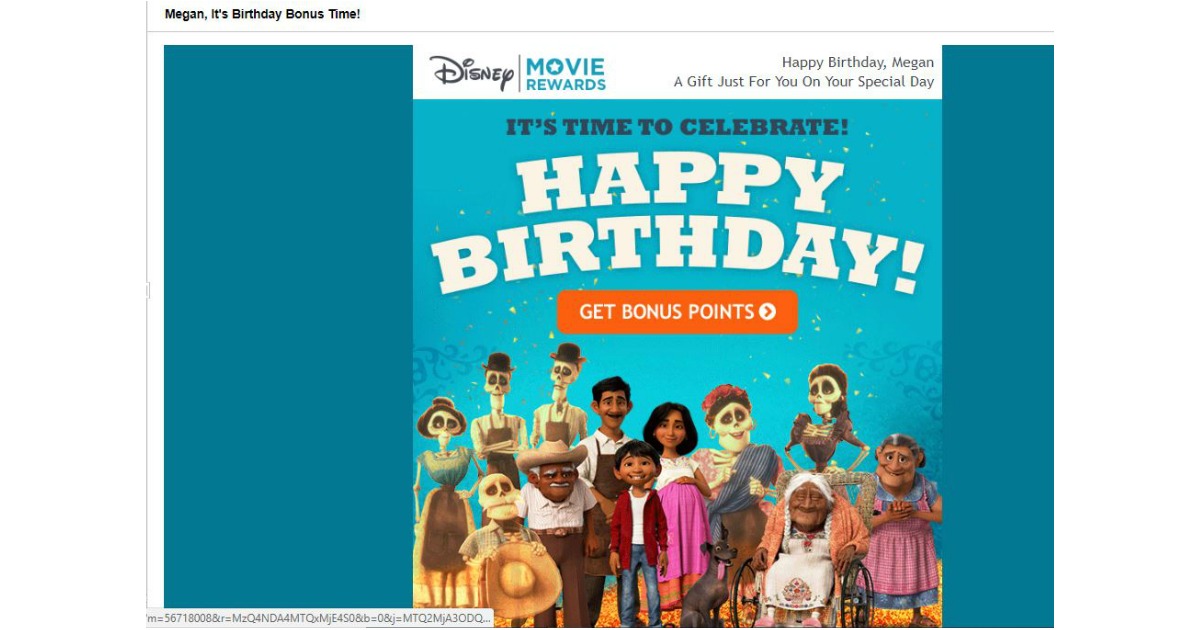 Birthday Bonus Points From Disney Movie Rewards! - MWFreebies