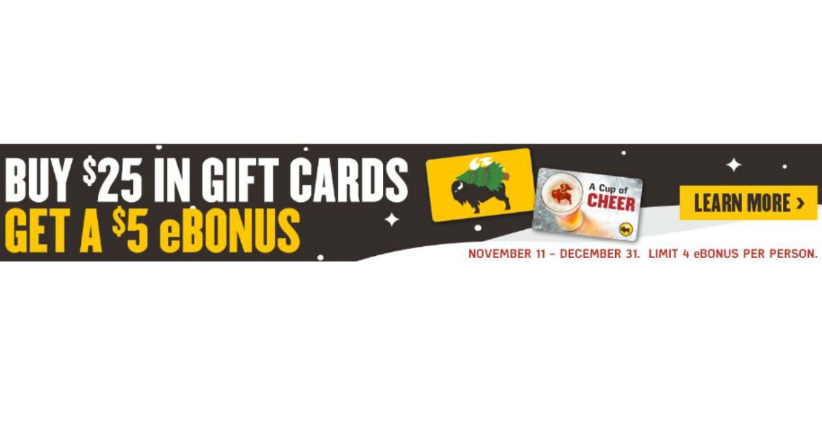 Buy $25 Or More In Buffalo Wild Wings Gift Cards & Get A $5 Bonus ...