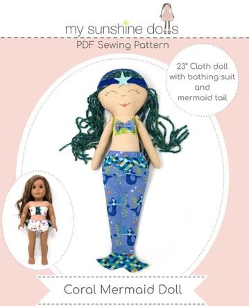 FREE Coral Mermaid Doll 23" Cloth Doll Clothes Pattern! (TODAY ONLY- 6/ ...