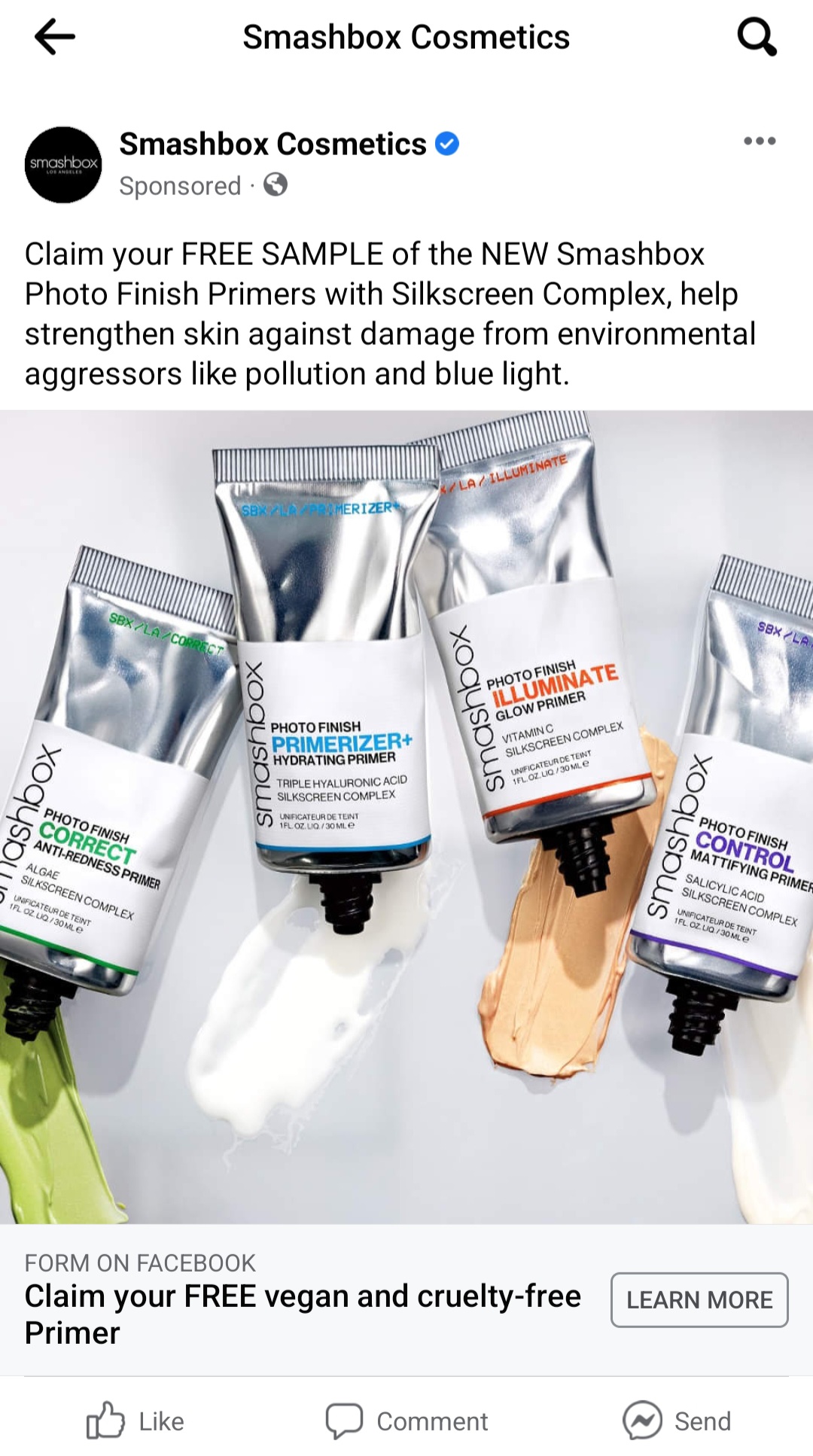 FREE Smashbox Photo Finish Primer With Silkscreen Complex Sample ...