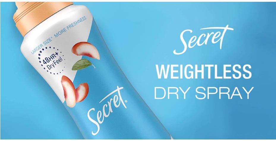 FREE Secret Weightless Antiperspirant Deodorant Dry Spray If Chosen ...
