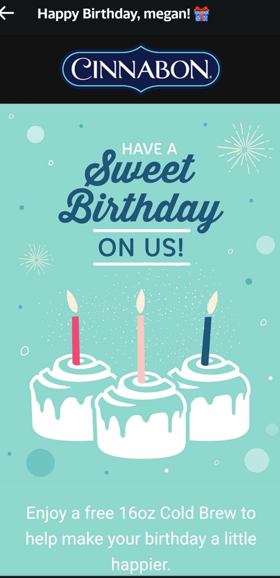 FREE 16 Oz Cold Brew For Your Birthday @ Cinnabon! - MWFreebies
