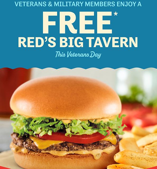 FREE Big Tavern Burger + Bottomless Side For Veterans & Active Military ...